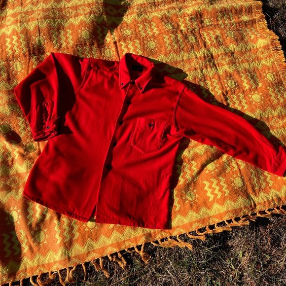Vintage | Tops | Vintage 6s 50s Bright Red Wool Shirt 960s 1950s True ...